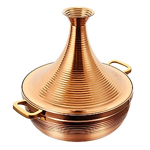 22cm Stainless Steel Tagine Pot Moroccan Tajine Cooking Cookware with Cone-Shaped Closed Lid for Stew Casserole Slow Cooker, 1-2 People Use