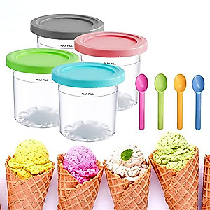 Poosejzl 2023 New Ice Cream Pints Cup,2/4 Pack Creami Pint Containers Replacements for Creami Containers, Creami Pints and Lids for NC301 NC300 NC299AMZ Series Ice Cream Maker (4Pack)