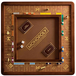 WS Game Company Monopoly Luxury Edition with Burl Finished Wood Cabinet