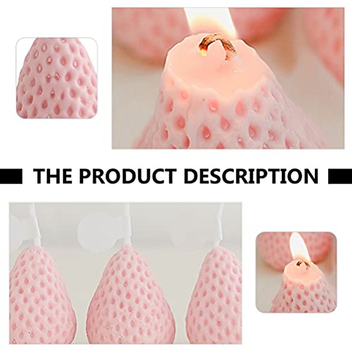 VALICLUD 8 Pcs Mini Scented Candles Strawberry Shaped Aromatherapy Candle Decorative Fragrance Candle for Table Scatter Photo Booth Props Pink