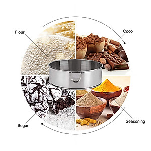 Xpanal Flour Sieve Fine Mesh, 6" Stainless Steel 60 Mesh Round Flour Sifter for Baking Cake Bread