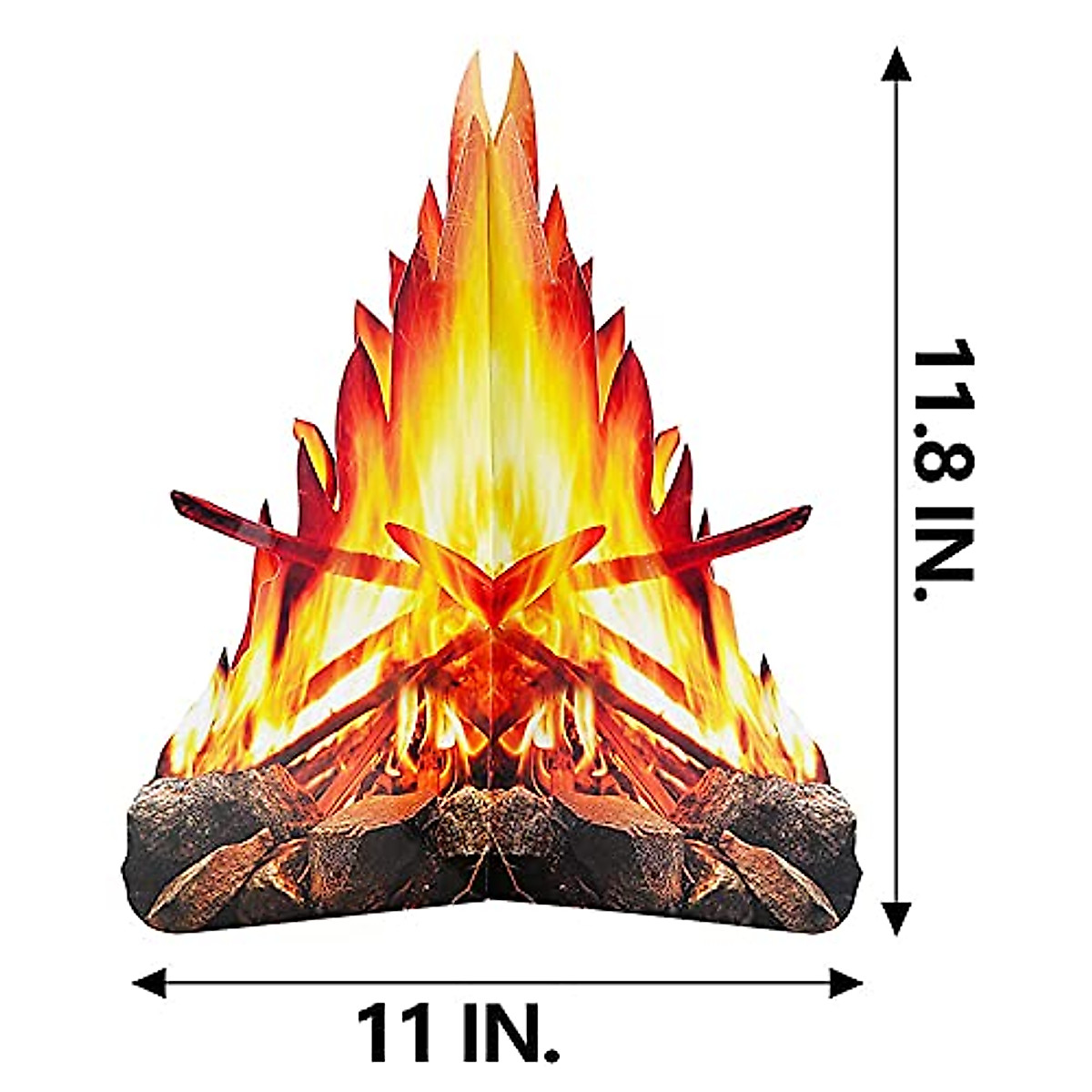 MYUBWTF 2 Sets Fire Fake Flame Paper, 12 Inch 3D Tall Artificial Fire Fake Flame Paper, Flame Cardboard Decoration Used for Table Center, Camping, Beach, Campfire Party (Simulation)