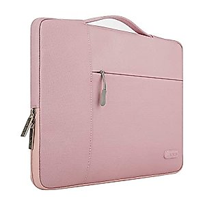 MOSISO Laptop Sleeve Compatible with MacBook Air 13 inch M2 M1 2023-2018/Pro 13 inch 2023-2016, Polyester Multifunctional Briefcase Bag, Pink