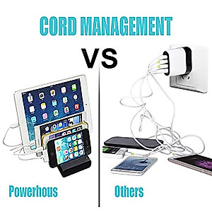 Charging Station,Thopeb 4 Port USB Charging Station Included 4 Short Mixed Cables - Compatible Ipad,iPhone,Samsung,Smartphone - Desktop Cell Phone Charge Stand & Multiple USB Charger Docking Organizer