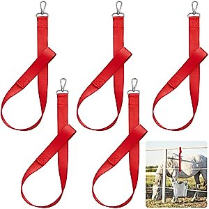 5 Pack Bucket Strap, Adjustable Water Bucket Strap Horse Supplies for Hay Nets, Bucket Hangers for Horses, Red Nylon Water Buckets Strap, Horse Stall, Outdoor Feeders, 22 Inch