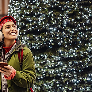 HOME LIGHTING 66ft Christmas Decorative Mini Lights, 200 LED Green Wire Fairy Starry String Lights Plug in, 8 Lighting Modes, for Indoor Outdoor Xmas Tree Wedding Party Decoration (White)