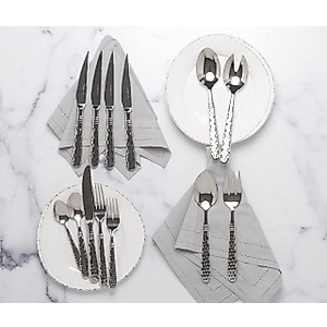 Vietri Martellato Salad Server Set, 9"L 18/10 Stainless Steel Salad Tosser Utensils, Spoon & Fork