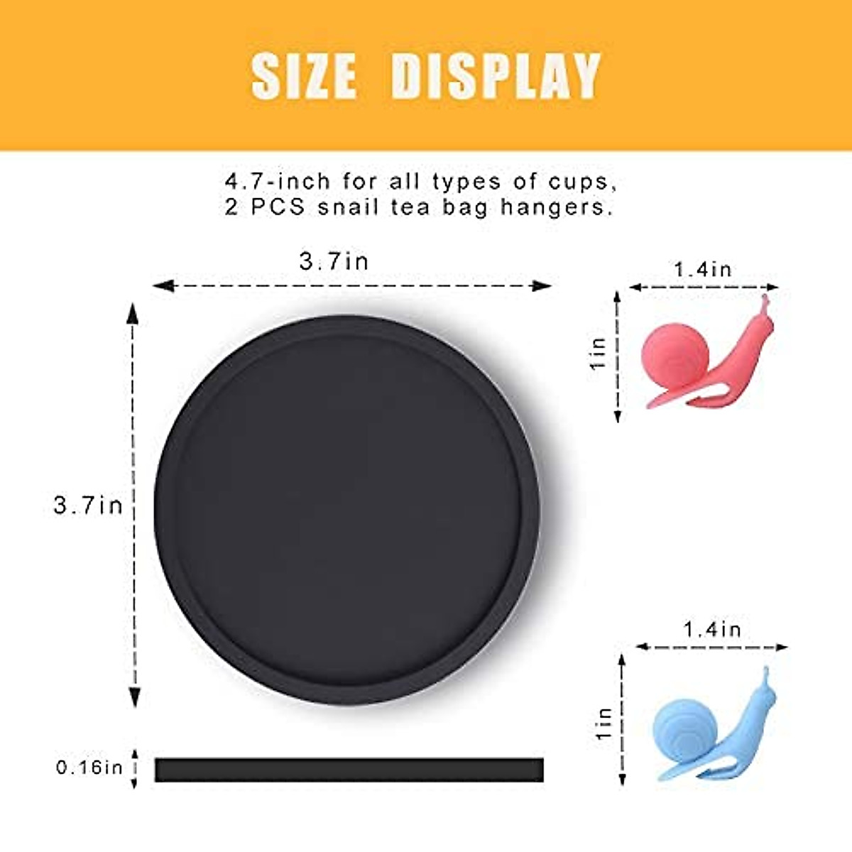 Silicone Drink Coasters Set of 4, Non-Slip Cup Coasters, Heat Resistant Cup Mate, Soft Coaster for Tabletope Protection, Furniture from Damage (Black)