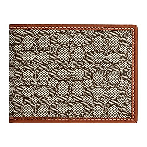Coach Slim Billfold in Micro Signature Jacquard, Cocoa/Burnished Amber