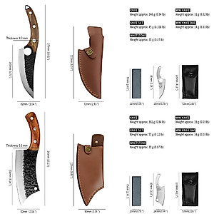 XYJ Full Tang Boning Knife Handmade Forged Butcher Knife Serbian Chef Knife Multi-functional Cleaver With Leather Sheath For Kitchen Camping or BBQ