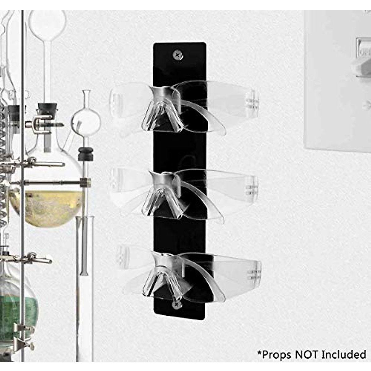 Marketing Holders Glasses Holder Holds 3 Pair Wall Mount with Hanging Hardware Black Acrylic Retail Locations Space Saver Organizer Storage Warehouses Eyeglasses Sunglasses Spectacles Bifocals