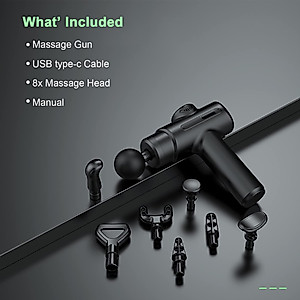 Kelices Massage Gun Deep Tissue Percussion Massager for Athletes,Handheld Body Back Muscle Massager with 8 Massage Heads