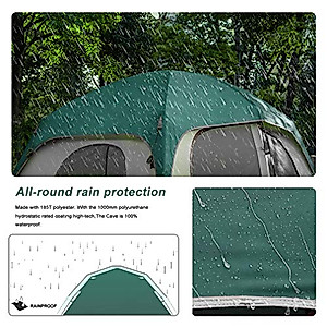CAMPROS CP Tent-6-Person-Camping-Tents, Waterproof Windproof Family Tent with Top Rainfly, 4 Large Mesh Windows, Double Layer, Easy Set Up, Portable with Carry Bag - Dark Green