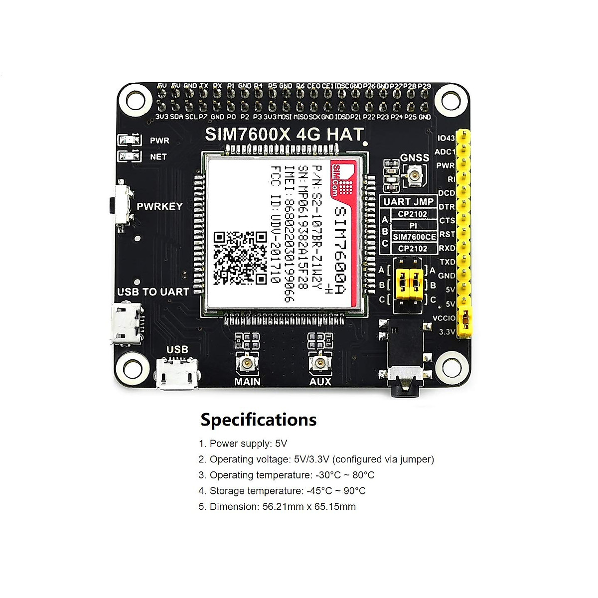 Ingcool 4G / 3G / GNSS HAT Compatible with Raspberry Pi 4B/3B+/3B/2B/Zero/Zero W/Zero WH,Jetson Nano Based on SIM7600A-H 4G Support LTE CAT4 for Downlink Data Transfer,4G Connection etc