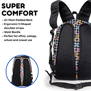 J World New York Mesh Backpack for Adults. Transparent See-Through Book-Bag for School, Beach, Swim, Gym, Checkers, 18 X 13.5 X 8.5 (H X W X D)