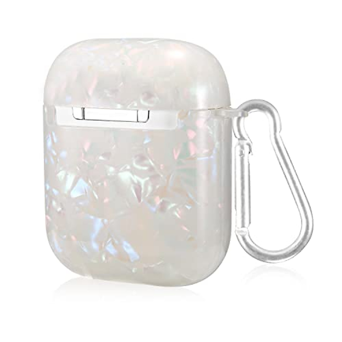 JOYLAND Bling Hard Case Cover with Multicolor Pearl Shell for AirPods 2 & 1,Full Protective Case with Shell Pearl Keychain for Girl Women Men Glitter Wireless Charging Airpods Case for AirPods 1