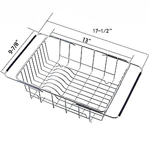kaileyouxiangongsi Adjustable Over Sink Dish Drying Rack Stainless Steel Dish Drainer, On Counter or In Sink Dish Rack, Deep and Large- Rustproof