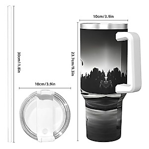 HULIBIN Black and White Golfs Print Double Deck Stainless Steel Travel Coffee Cup With Lid 40 Oz Ice Bully Cup