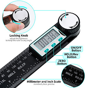 2 Pieces Digital Angle Finder Protractor 2 in 1 Angle Finder Ruler with Large LCD Display DIY Angle Measuring Tool Construction Protractors for Woodworking Carpenter 200 Mm/ 7.87 Inches