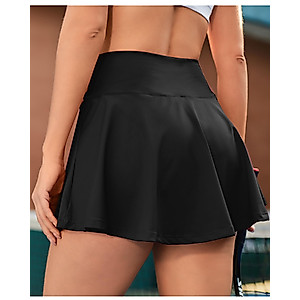 ED3SIZE Skorts for Women Tennis Skirts with Pockets High Waisted Golf Skirt Athletic Shorts Fall Skirts (Black, S)
