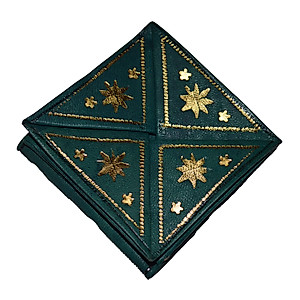 Treasures Of Morocco Moroccan Wallet Coin Genuine Leather Bi-fold Handmade Pocket Unisex Green