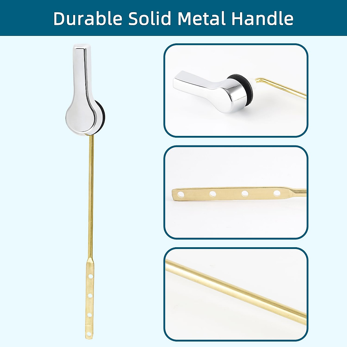 Hygie Rinse Universal Metal Toilet Handle Replacement Kit Front Mount Compatible with Kohler/Gerber/Glacier Bay Toilet Tank, Toilet Flusher Lever, Chrome