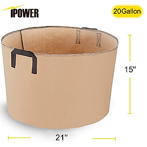 iPower 10-Pack 20 Gallon Aeration Grow Bags Thick Nonwoven Fabric Pots with Handles, for Fruits, Vegetables, and Flowers, Tan