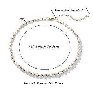 Fashion Jewelry Small Gold Pearl Necklace Choker 3mm Handpicked Pearl 18K Gold Plated Bead Ball Chain Dainty Jewelry Gifts for Women Girls