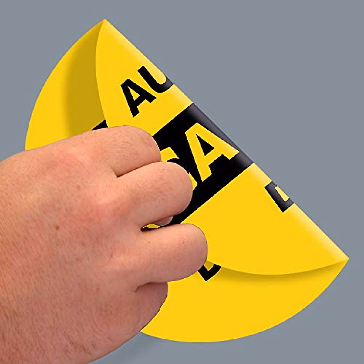 SmartSign - L-245-W2-6OD "Caution - Automatic Door" Two-Sided Glass Door Decal | 6" Diameter Black on Yellow