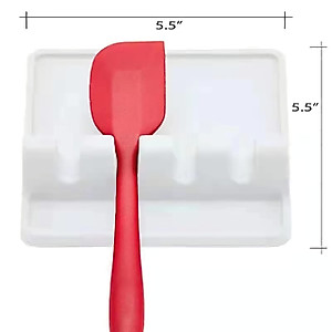Silicone Spoon holder for Stove Top with Drip Pad Heat Resistant, BPA Free Utensil Rest & Spoon Rest for Kitchen Counter - Grill Utensil Holder for Spatulas, Tongs, Ladles (white)