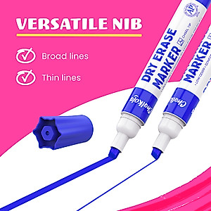 Chalkola Dry Erase Markers Bulk Pack of 60 (12 Vibrant Colors), Chisel Tip White Board Markers Dry Erase Pens - Whiteboard Markers for Kids, Home, Office Supplies, Back to School Supplies