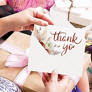 Levfla Floral Boho Thank You Cards 36 Pack Watercolor Pampas Grass Appreciation Cards Tropical Bohemian Gift Cards Set for Bridal Shower Baby Shower Weddings with Envelopes and Stickers