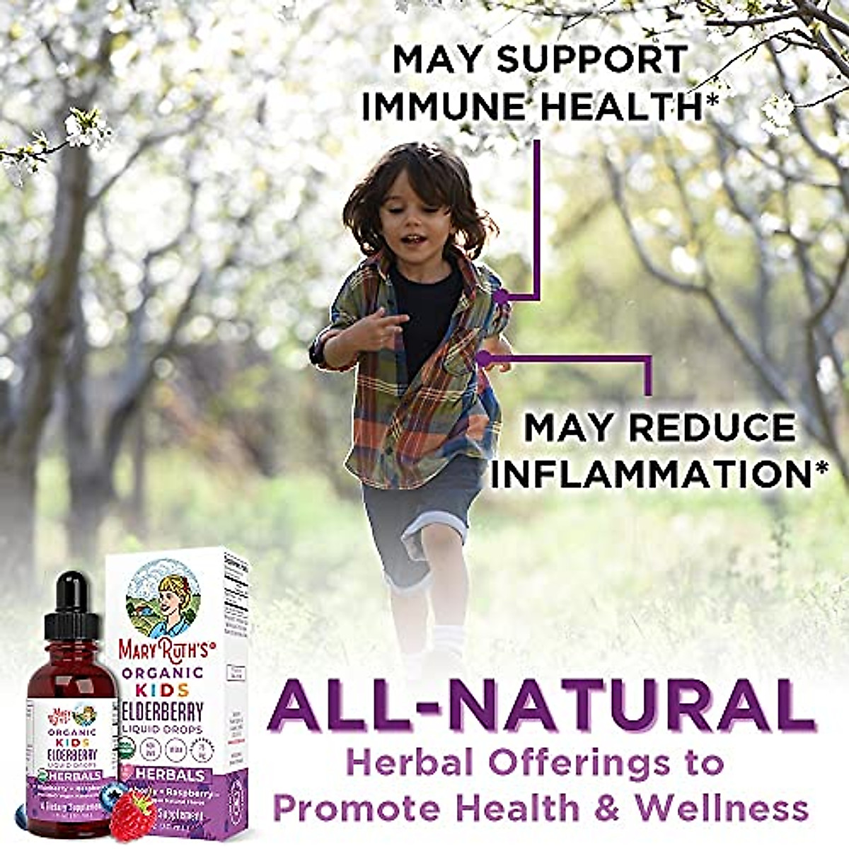 USDA Organic Kids Immune Support Gummies & Elderberry Liquid Drops (Blueberry Raspberry) Bundle by MaryRuth's | Vitamin C, Zinc, and Elderberry Gummies | Immune Support & Overall Health for Kids