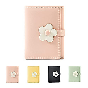 MEISEE Cute Small Wallet for Girls Women Tri-folded Wallet Cash Pocket flowers PU Leather Print Card Holder Coin Purse with ID Window (2-pink)