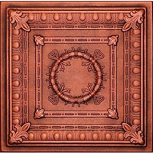 Euro-Deco Ceilings, Inc. R47AC Antique Copper 20x20 Amazing Styrofoam Tin Look Ceiling Tiles Easy to Glue Up On Any Type of Surface