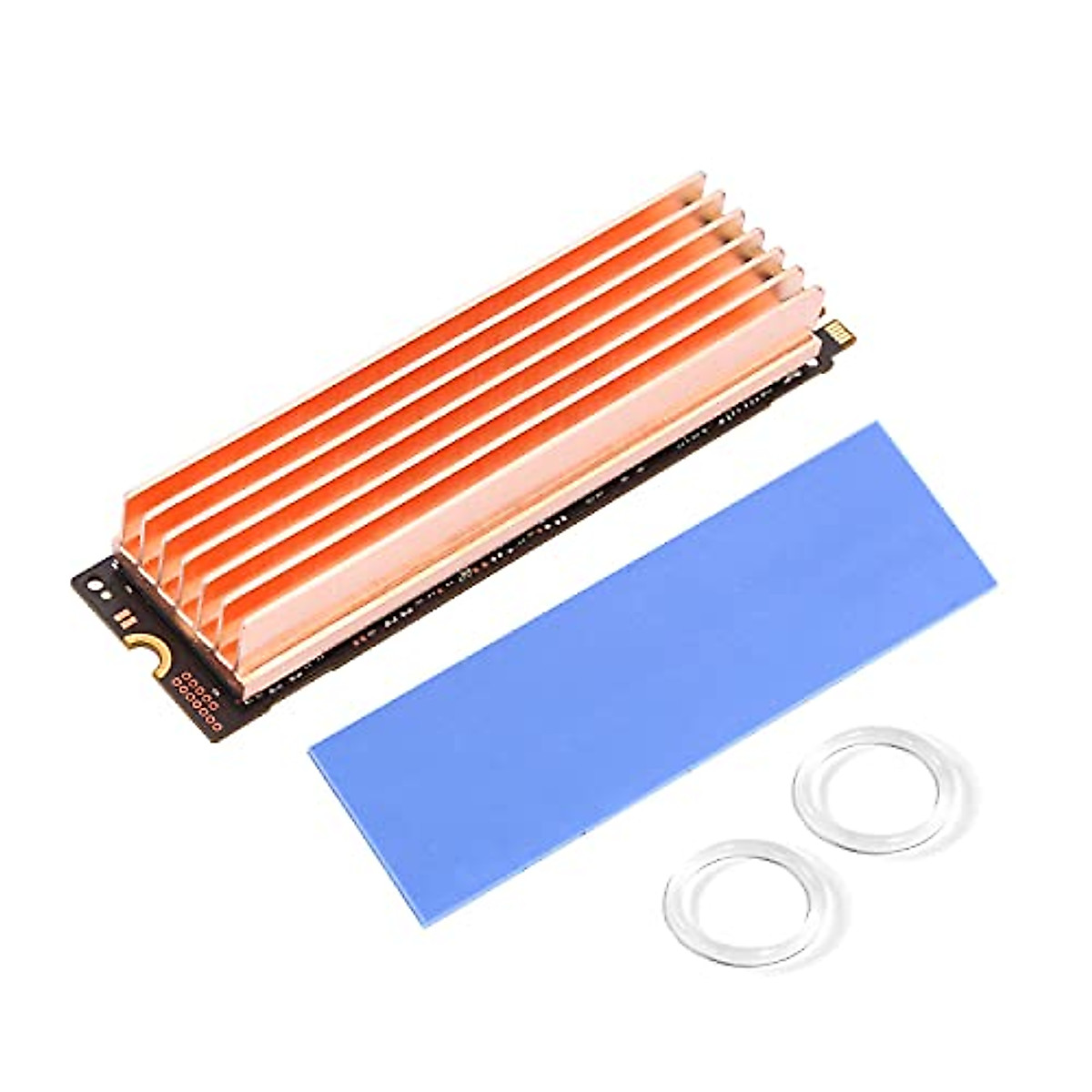 Awxlumv M.2 Heatsink Pure Copper NVMe M2 2280 SSD DIY 7 Fins Cooler with Thermal Pad for Desk Computer(2 Pcs)