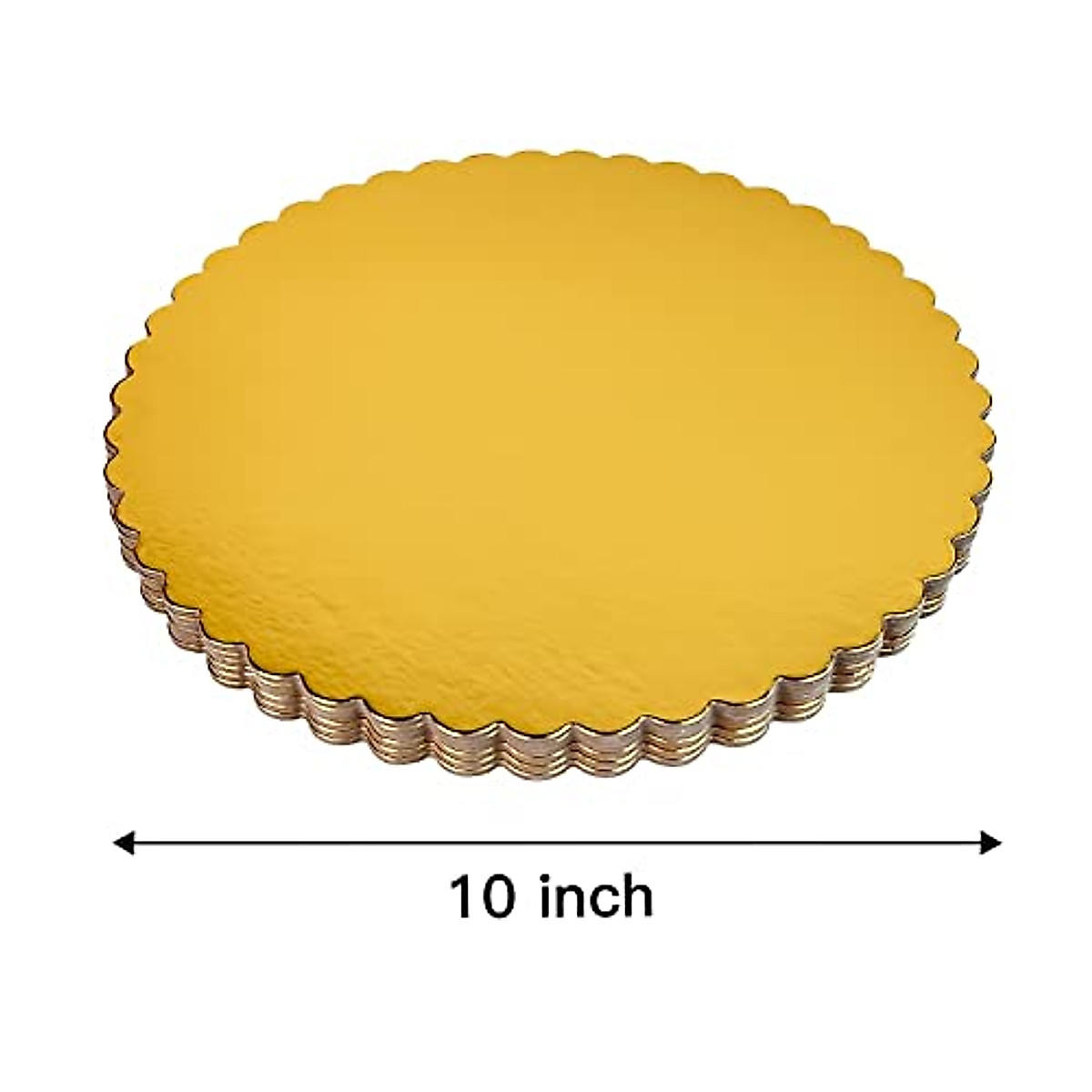 CHERRY 25-Pack 10 inch Sturdy Round Cake Boards, Gold Cardboard Cake Circles plate Scalloped Base,Pack of 25 (Gold)