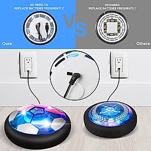 Nazano 3-in-1 Hover Hockey Soccer Ball Kids Toys Set, Led Lights Floating Air Football, Indoor Outdoor Sport Toys for Kids, Christmas Birthday Gifts for Boys Girls Aged 3 4 5 6 7 8-12