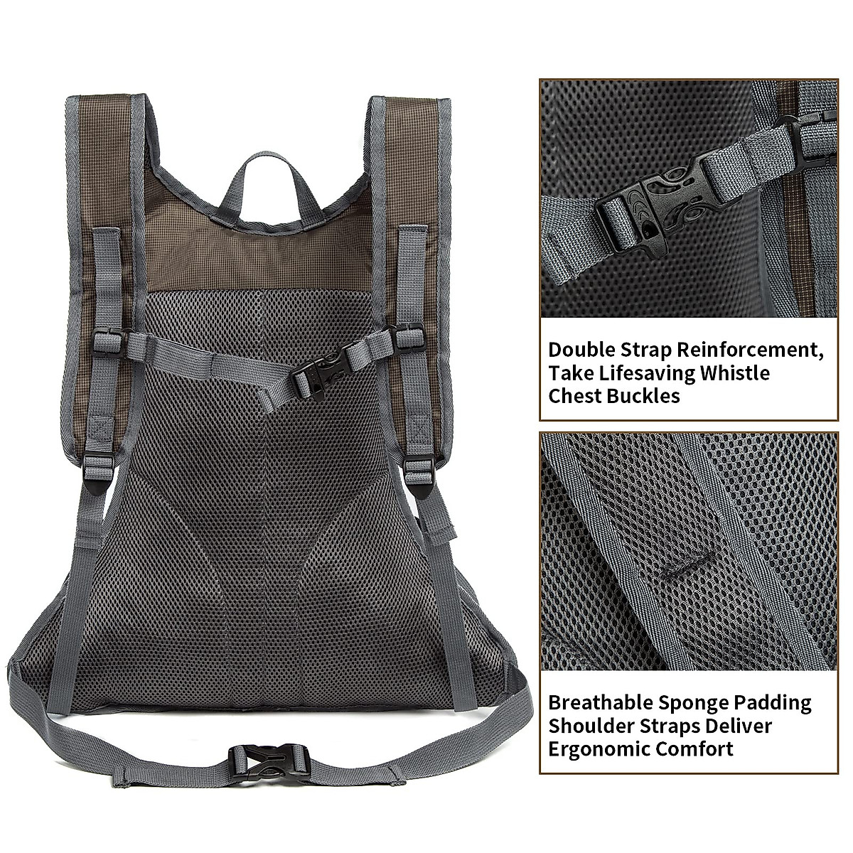 Hiking Daypack,Water Resistant Lightweight Packable Backpack, Foldable Backpack for Travel Camping Outdoor, Women Men Use (Army green)