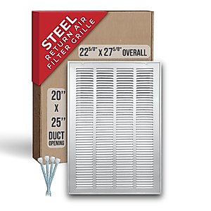 Fits 20x25 Duct Opening | Steel Return Air Filter Grille by Handua [Removable Door] for 1-inch Filters | Vent Cover Grill | White | HVAC Cold Air Intake Grille | Outer Dimensions: 22 5/8"W X 27 5/8"H
