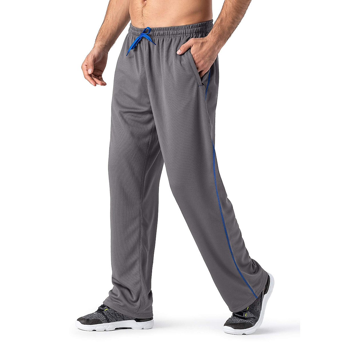 MAGNIVIT Men's Elastic Bottom Sweatpant Track Running Sport Athletic Pants with Zipper Pockets Grey