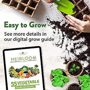 55 Heirloom Vegetable Seeds | 27,500+ Non GMO Garden Seed Variety Pack | Gardening Seeds for Planting Vegetables and Fruits, & Lettuce | Prepper Supplies | Survival Gear | Spring, Summer, Fall