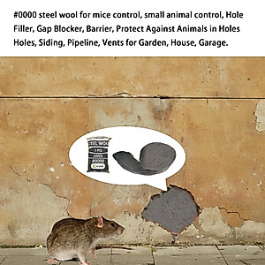 (2 Pack) Civrowii 0000 Steel Wool Hole Filler, Gap Blocker, Barrier, Also for Glass Fine, Steel Wool Pads for Chrome or Wood Polishing (2)