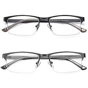 EYECEDAR 5-Pack Reading Glasses for Men Rectangular Metal Half-Frame Spring Hinges with Sun Readers Glasses Mens Readers 1.5