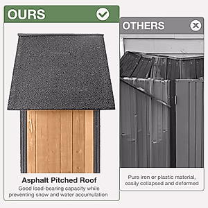 MEDEHOO Outdoor Storage Shed with Floor and Waterproof Roof - Metal Framed Tool Cabinet with Adjustable Shelves - Double Lockable Doors for Backyard, Garden, Patio (Brown)