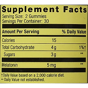 Spring Valley Adult Gummy Melatonin 5mg - Natural Strawberry Flavor - Single Bottle with 60 Gummies