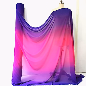 100D 2 Tone Ramp Chiffon Fabric Material Gradual Gradient Chiffon Dancing Dress Gown Scarf Chiffon Sewing Material Shaded Color Chiffon Stage Fabric (Purple Rose Purple)