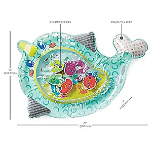 Infantino Wee Wild Ones Pat & Play Water Mat - Narwhal Themed Water mat for Infants and Older Babies, for Tummy time and Sensory Play