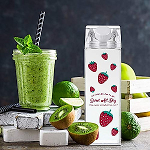 Cabilock 500ml Strawberry Printed Milk Box Milk Carton Water Bottle Plastic Milk Box Juice Bottle Empty Milk Container Water Bottle