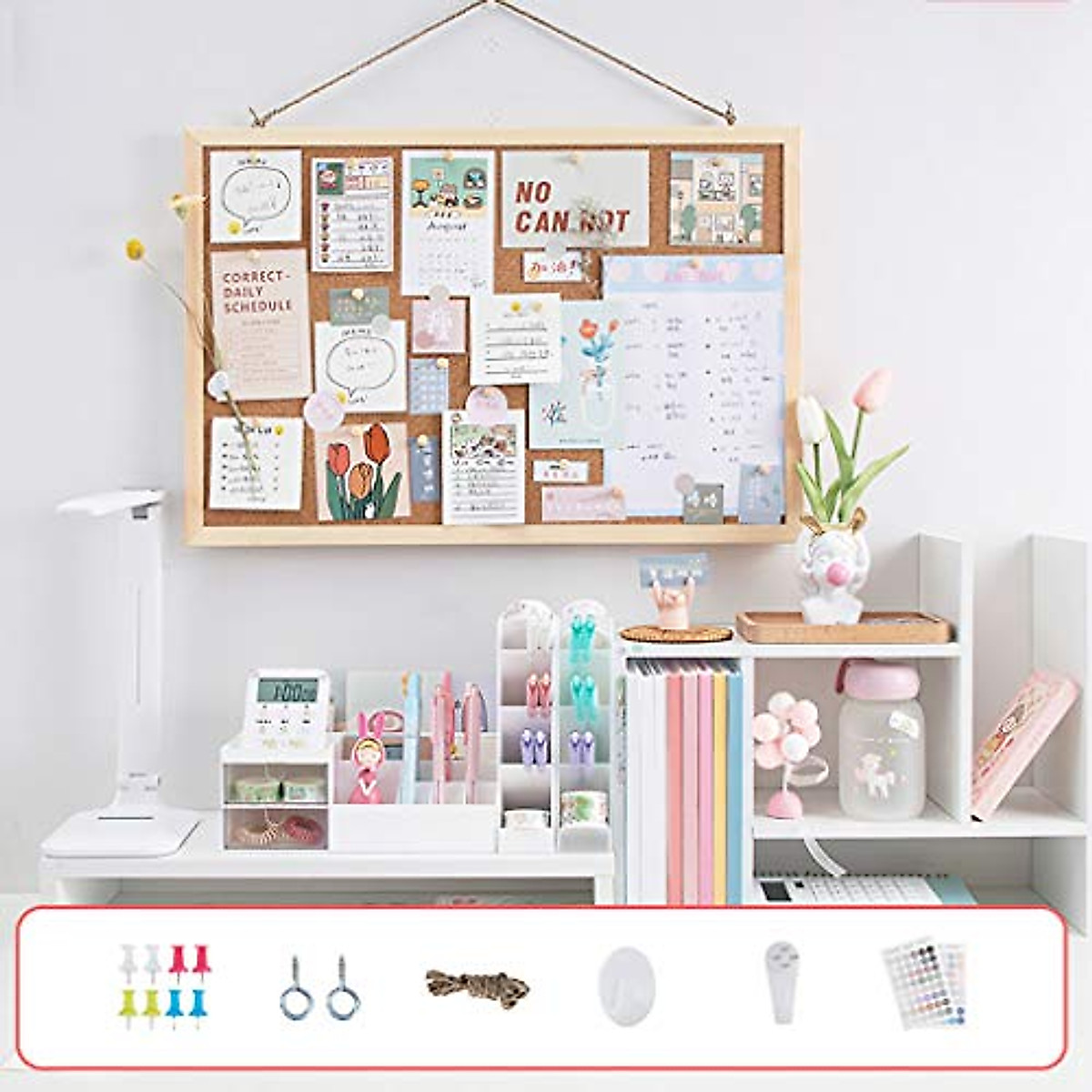 Cork Board Photo Wall, Desktop Message Board, Home Wall Hanging pin Board, Bulletin Board Display Board（15.7x11.8 in）